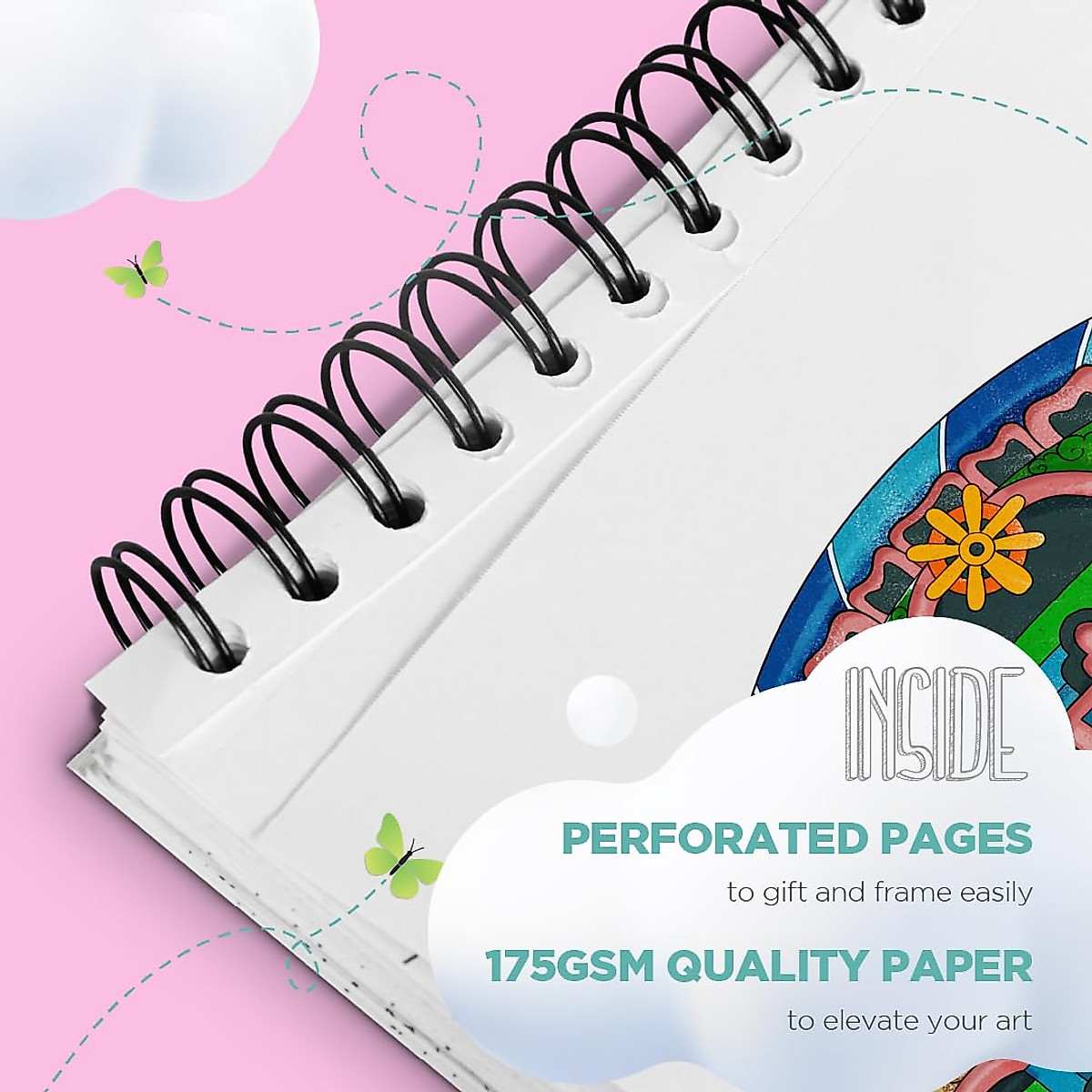 ColorIt Mandalas to Color, Volume VII Coloring Book for Adults 50 Cultural Mandala Patterns and Designs, Spiral Binding, USA Printed, Lay Flat Hardback Book Cover, Ink Blotter