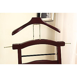 Proman Products Manchester Chair Valet VL36142 with Drawer, Hanger, Trouser Bar and Tie & Belt Bar, 18" W x 23" D x 44" H, Mahogany Finish