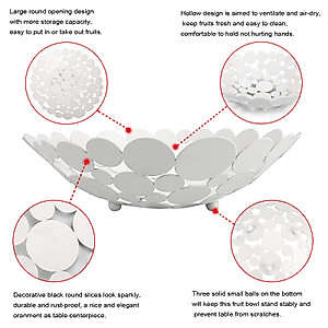 OwnMy Metal Fruit Bowl Basket Creative Table Centerpiece Fruit Stand Decorative Countertop Fruit Holder for Kitchen Counter, Iron Large Fruit Plate Round Storage Tray for Bread Snacks Candy (White)