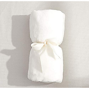 UOZZI BEDDING All-Season Ivory White Flannel Fleece Baby Blanket for Girls & Boys - Ultra Soft Plush Thin Kids Toddler Blanket for Crib, Pram Strollers, Sofa, 100% Microfiber Polyester 27"x39"