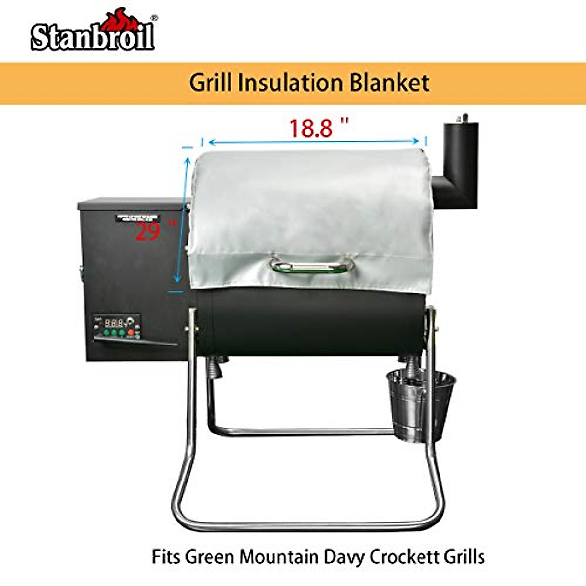 Stanbroil Grill Insulation Blanket for Green Mountain Davy Crockett Grills, Increases Burn Efficiency by 50 Percent