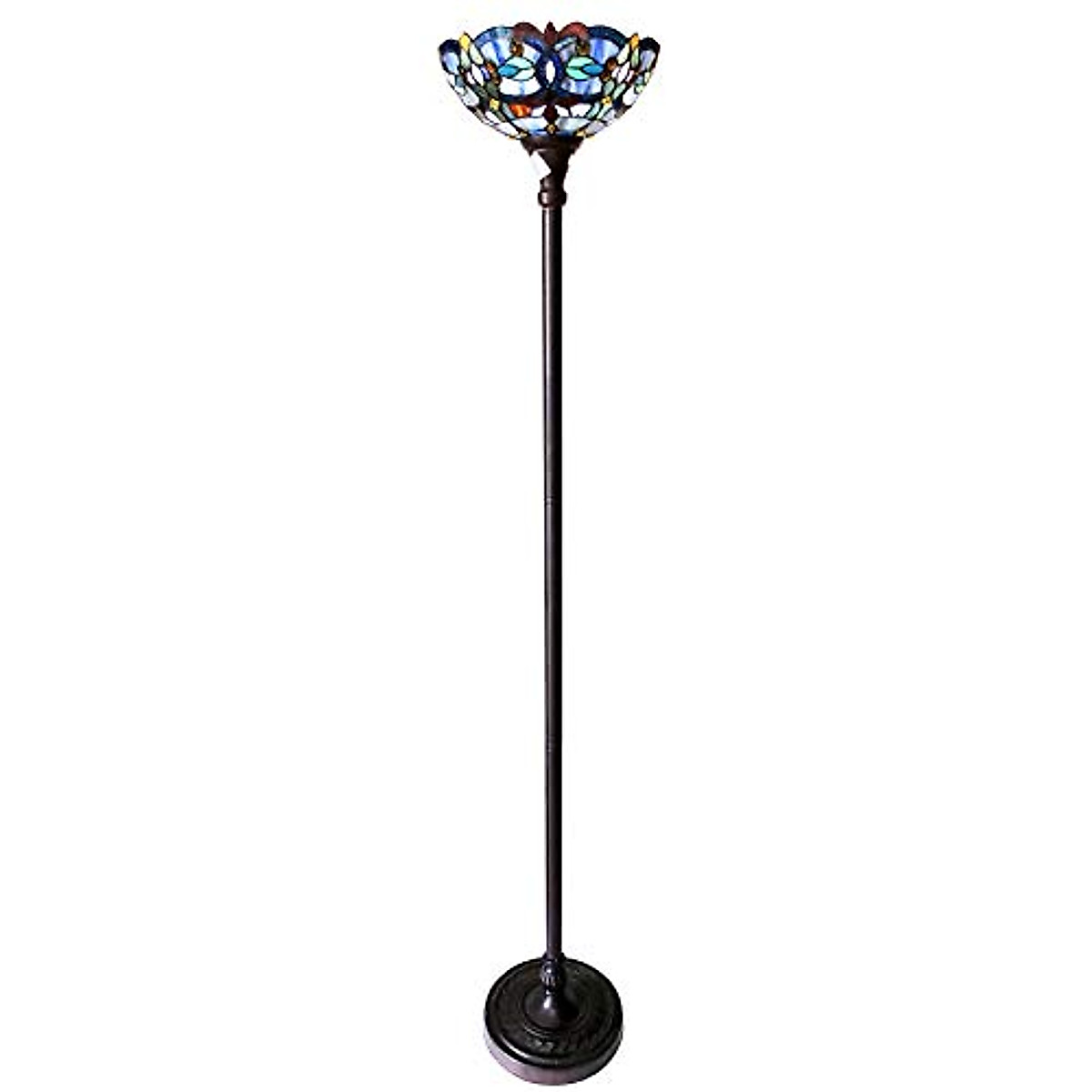 Radiance Goods Tiffany-Style Victorian Stained Glass Torchiere Floor Lamp 69" Height