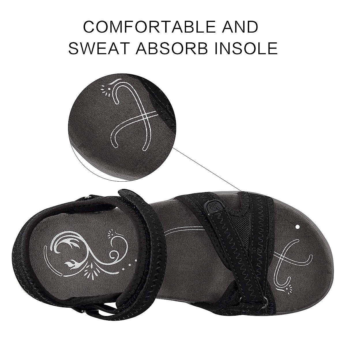 CAMEL CROWN Women's Hiking Sport Sandals Ultra Comfortable Athletic Walking Sandals with Arch Support for Outdoor Travel Beach Backpacking Black 8.5