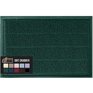 Gorilla Grip Stain and Fade Resistant Dirt Grabber Mesh Door Mat, Low-Profile, Heavy Duty Quick Dry Striped Doormat, Mats for Indoor or Outdoor Entry, Shoe Scraper, Garage Entrance Mat, 35x23, Green