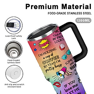 WWHSAI Sarcastic Gifts For Women - Multicoloured Snarky Quotes Travel Tumbler Coffee Mugs 40oz For Women Adult Humor, Funny Girl Gifts Cup, Birthday Sarcasm Gift For Friend Bestie Mom Coworker