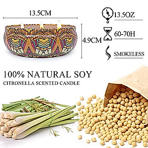 Citronella Candle Outdoor, Large 3 Wicks 13.5oz Soy Wax Bugs Away Candles for Outside Patio Porch, 3 Packs