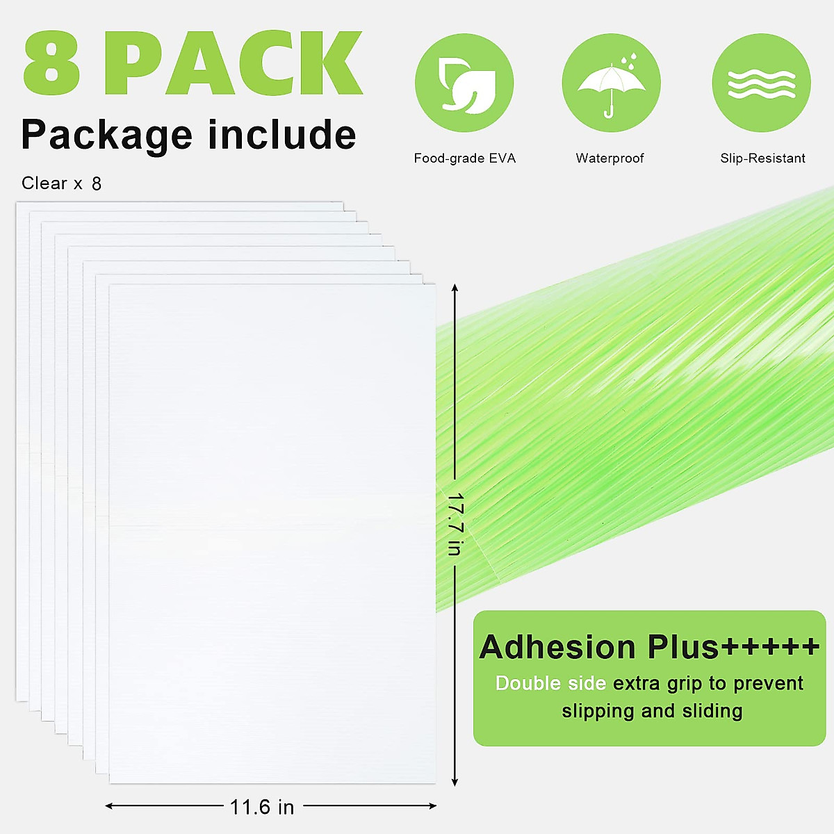 8pcs Refrigerator Liners for Shelves Washable, Fridge Shelf Liners Nonslip, Refrigerator Mats Liner for Glass Shelves, Shinywear Fridge Liners for Freezer Cupboard Cabinet Drawer, Clear