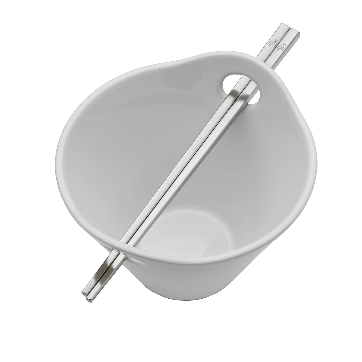 Studio Nova Noodle Bowl and Chopstick Set, 3-Piece, White