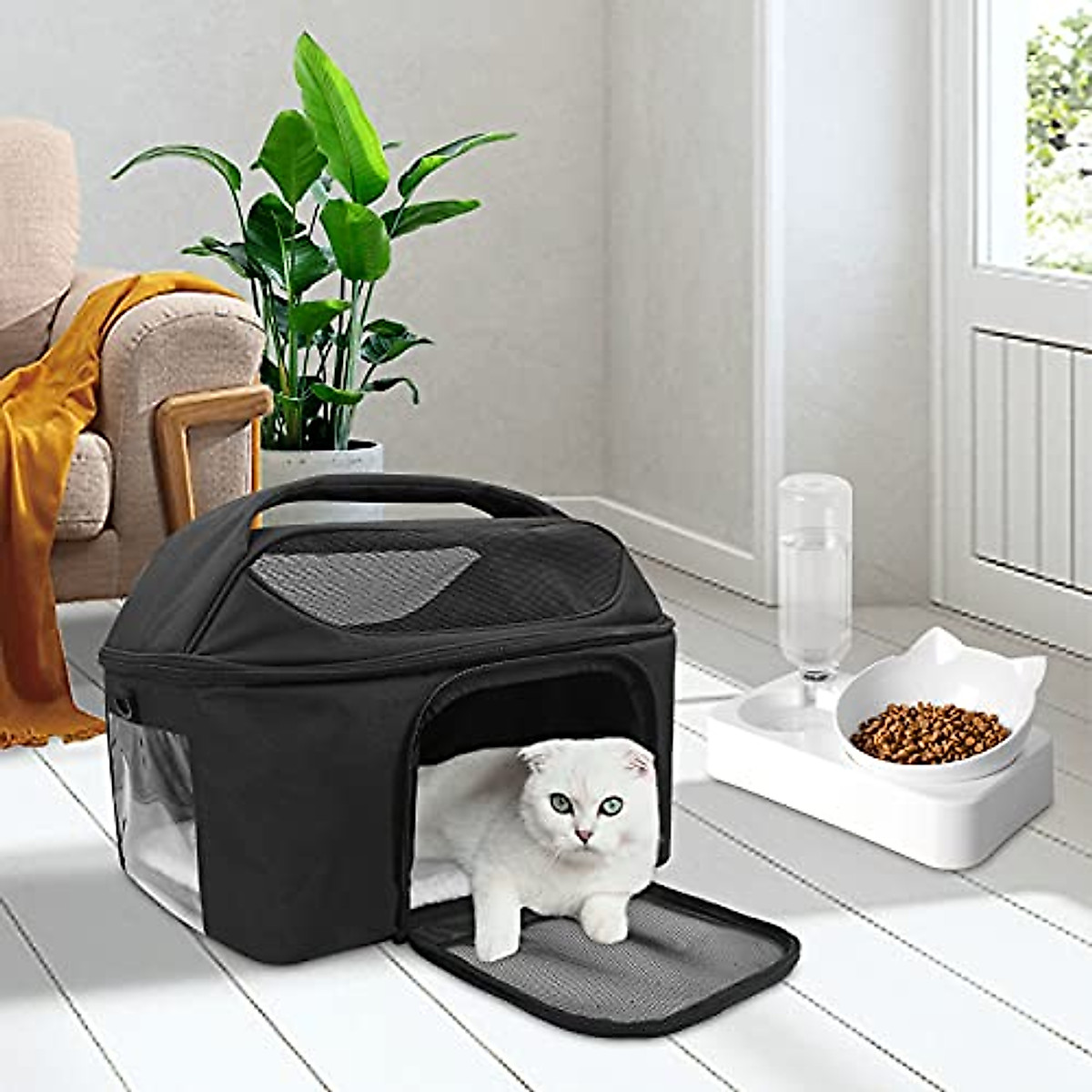 Henkelion Cat Backpack Carrier Pet Travel Bag, Small Dog Backpack for Small Medium Pets, Airline Approved Carrier for Pets Up to 20 lbs, Soft Sided Cat Carrying Box, Collapsible Puppy Carrier - Black