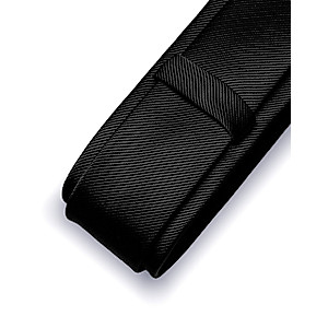 JEMYGINS Black Suspender and Silk Skinny Tie Sets for Men Slim Necktie (Black)