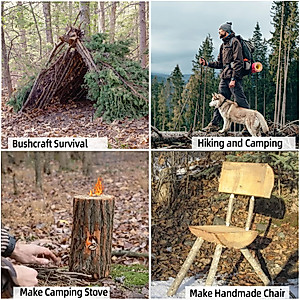 Wstirhy Bushcraft Hand Auger Wrench, Scotch Eye Wood Auger Bushcraft Gear, Hand Auger Wrench Survival Tool, Settlers Hand Wrench for Camping Outdoor Wood Peg and Hole Maker (Portable Leather Sheath)