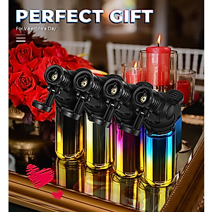 SAMNIU Pack of 4 Torch Lighter, Mini Jet Flame Butane Lighters, Multi-Purpose, 45° Rotatable for Campfires, Candle, Fireplaces, Christmas Party Favors (Gas not Included)