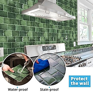 Art3d 20-Pack Kitchen Backsplash Tile Peel and Stick, Vinyl Stick On Subway Tile for Bathroom Laundry Room RV Stove, 12" x 6" Green