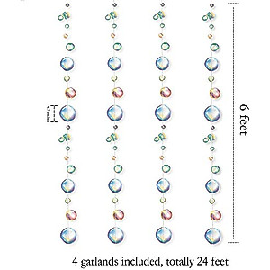 4 Strings Flat Mermaid Party Decoration Rainbow Bubble Garlands Transparent Hanging Bubbles Streamer Banner Backdrop Ocean Pool Under The Sea Kids Birthday Bday Baby Shower Room Ceiling Decor