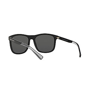 A|X ARMANI EXCHANGE Men's AX4049SF Low Bridge Fit Square Sunglasses, Matte Black/Grey, 57 mm