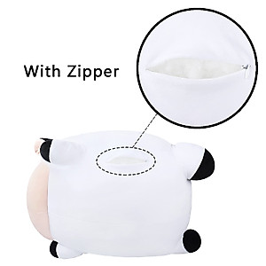 Achwishap Cow Stuffed Animals 13.7” Cow Plush Pillow Stuffed Dolls Hugging Pillow with Zipper, Plush Toys Dolls Gifts for Kids Girls Boys Adults