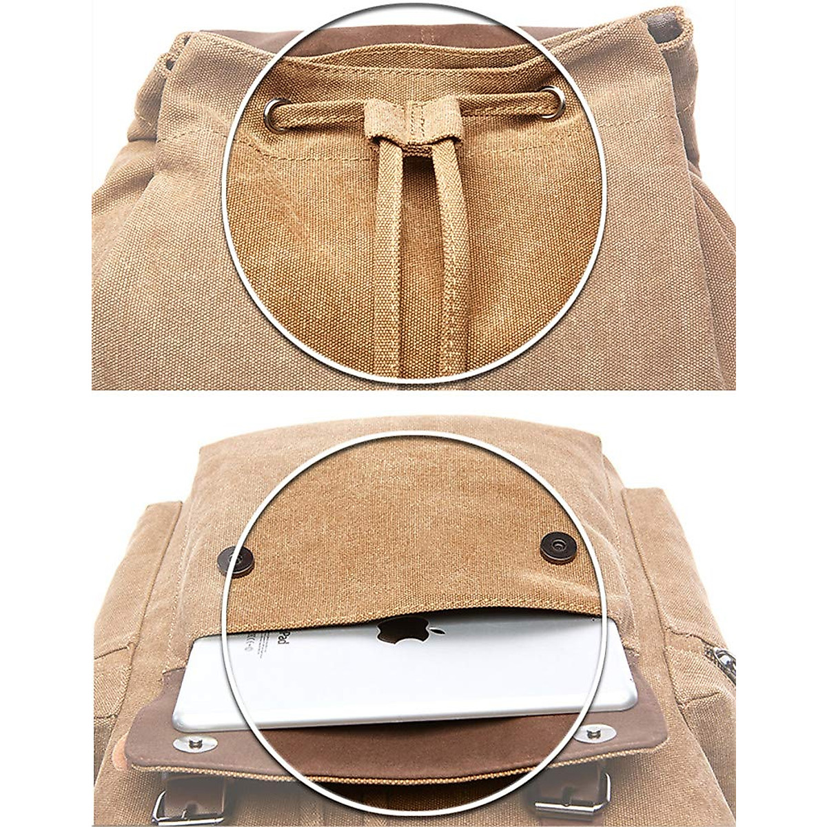 DRF Canvas Backpack Unisex Vintage Daypack for Laptop 15'' BG90 (Brown)