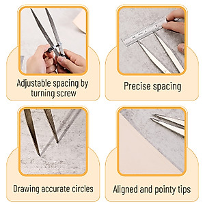 Mr. Pen- Adjustable Divider Leather Compass, 8 Inch, Lockable Metal Compass, Wing Dividers for Leather, Woodworking Compass, Compass for Woodworking, Large Compass for Woodworking, Wing Divider