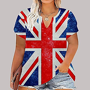 Womens Summer Tops 2023 Patriotic T Shirts Lightweight American Flag 4th of July Tops Dressy Casual Loose Tshirts