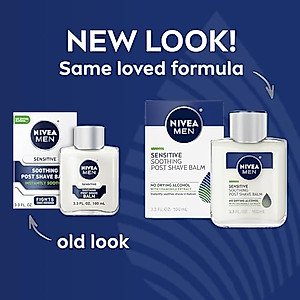 NIVEA MEN Sensitive Soothing Post Shave Balm with Vitamin E, Pro-Vitamin B5 and Chamomile Extract, Alcohol Free After Shave Balm for Men, 3.3 Fl Oz Bottle