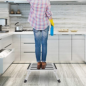 LUISLADDERS Aluminum Working Platform Step Stool Ladder RV Step Supports Up to 500lbs, Anti-Slip Surface & Rubber Feet Camper Step for Motor-Home,Trail, SUV