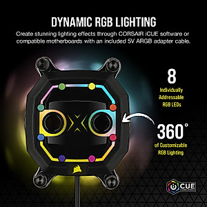 CORSAIR Hydro X Series XC5 RGB PRO CPU Water Block - AMD Socket AM5, AM4 - Copper Cold Plate - More Than 110 Micro-Cooling Fins - 16 Vivid RGB LEDs, Black