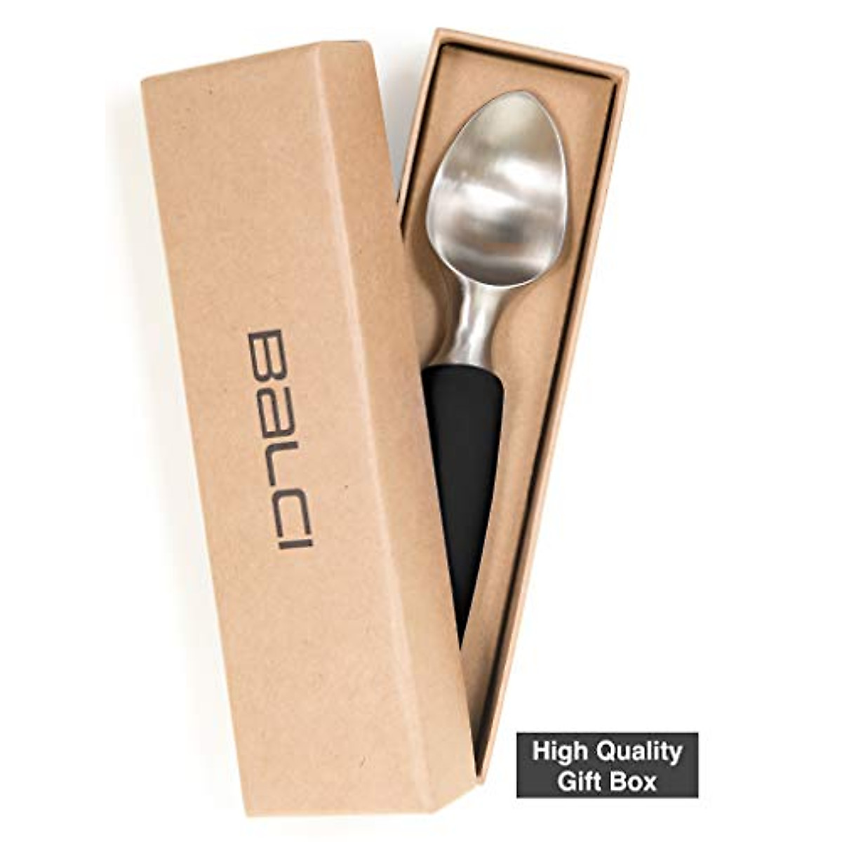 BALCI Ice Cream Scoop - Heavy Duty Stainless Steel Icecream Scooper With Non-Slip Rubber Grip - Professional Metal Ice-Cream Spade - Dishwasher Safe – Black