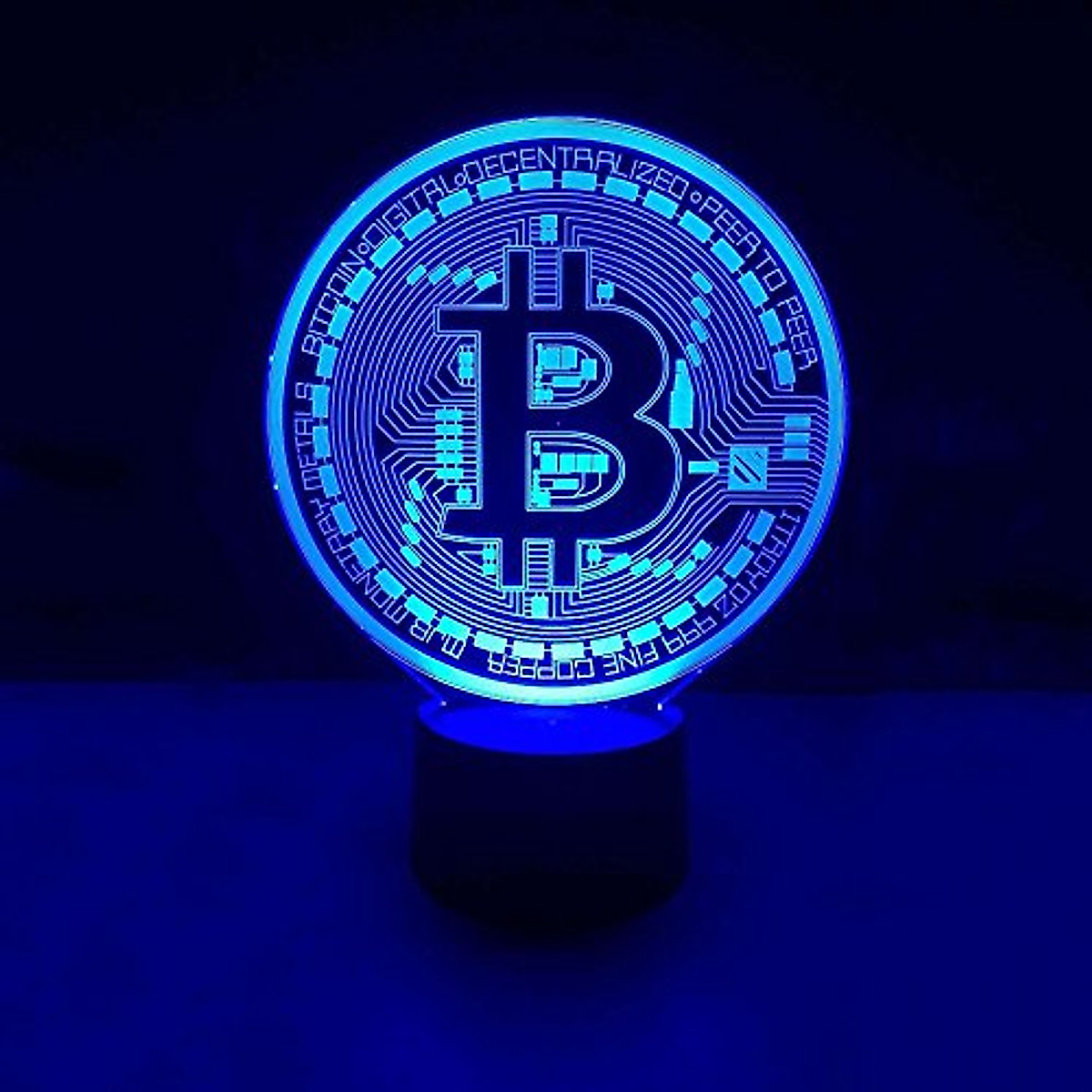 MOLLY HIESON 3D Bitcoin Sign Night Light Table Desk Optical Illusion Lamps 7 Color Changing Lights LED Table Lamp Xmas Home Love Birthday Children Kids Decor Toy Gift