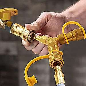 Bediffer Grill Y Connector, Leak Free 1/2 Inch Brass Rubber Two Way Gas Splitter Wear Resistance for Patio Heaters for Patio Fire Pits