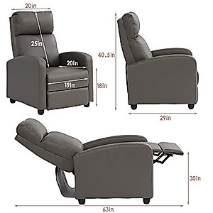 FDW Recliner Chair for Living Room Reading Chair Recliner Sofa Winback Chair Single Sofa Home Theater Seating Modern Reclining Chair Easy Lounge with PU Leather Padded Seat Backrest