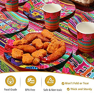 172 Pcs Mexican Themed Fiesta Party Supplies Set Serves 24, Include Fiesta Tablecloth, Let's Fiesta Banner, Mexican Plates and Napkins Tableware Set for Cinco De Mayo Mexican Taco Fiesta Party Decor