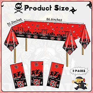 3 Pieces Ninja Tablecloths Ninja Party Decorations Disposable Ninja Warrior Table Covers Ninja Birthday Party Supplies Ninja Table Decorations for Boys Ninja Warrior Themed Birthday 51.2 x 86.6 Inches