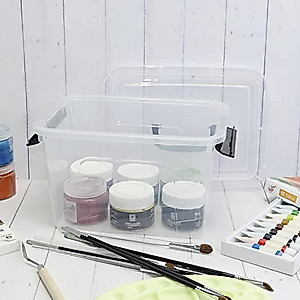 Anbers 5 L Clear Storage Bins, Plastic Latching Box with Handles, 6 Packs, R