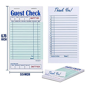 Batrical Guest Checks Server Note Pads 1000 Sheets Waitress Notepad for Restaurants (20 Books) 3.5" x 6.75" Per Ticket Book