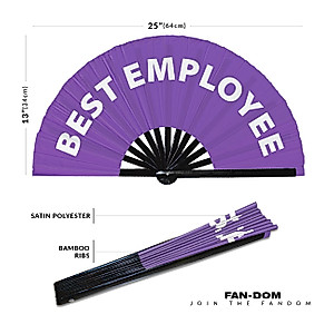 Best Employee hand fan foldable bamboo circuit hand fan funny gag slang words expressions statement gifts Festival accessories Rave handheld Circuit event fan Clack fans (Purple)