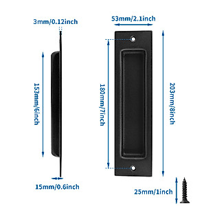 Auvotuis 8 Inch Sliding Barn Door Handle Black Modern Finger Slotted Pull Handle Heavy-Duty for Cabinets, Closet, Drawers, Gate