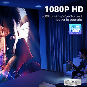 MOSECO 2022 Upgraded 7500Lumens Mini Projector, Full HD 1080P & 200" Display Supported, Portable Movie Projector Compatible with Phone, TV Stick, PS4, HDMI, AV, Dual USB [Tripod Included]