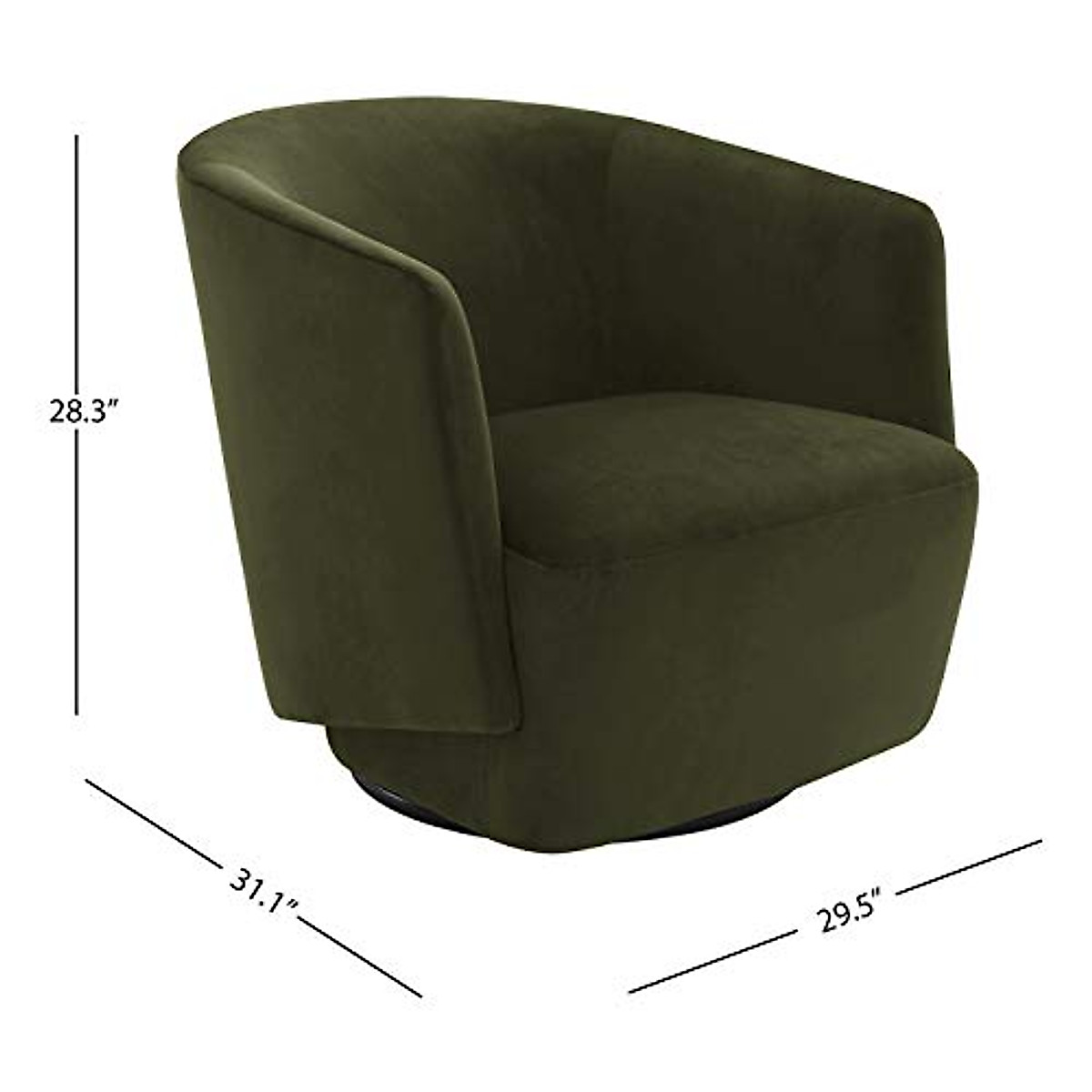 Amazon Brand - Rivet Coen Modern Velvet Upholstered Accent Swivel Chair, Forest Green, 31"D x 30"W x 28"H