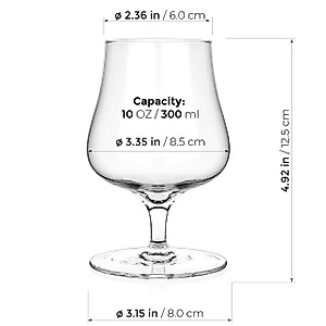 Luxbe - Brandy Whiskey Crystal Glasses Snifter, Set of 2 - Handcrafted - Lead-Free Crystal Glass - For Cognac Bourbon Spirits Drinks - 9.5-ounce