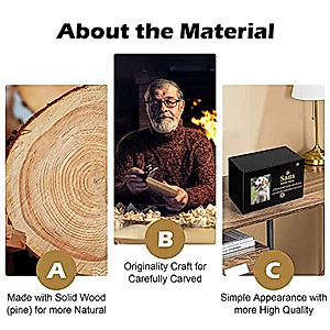 Custom Pet Urns for Dogs Ashes, Wood Personalized Cat Dogs Urns [Unique], Photo Box Pet Cremation Urn, Memorial Urns for Ashes with Delicate, Keepsake Pet Urns for Cat Dogs Ashes(Black)