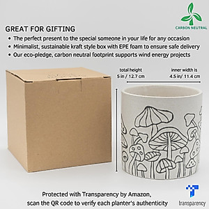 BASE ROOTS Mushroom Planter, Speckled White, Indoor/Outdoor, Holds Small Plants