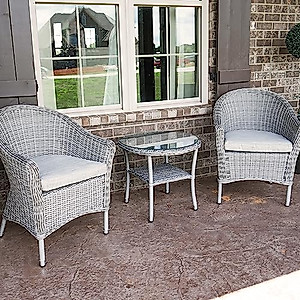 Pleasant Bay 3-Piece Outdoor Furniture Bistro Set for Decks and Patios, Includes 2 Chairs Table, Seats 2, Synthetic Wicker, White