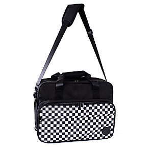 Versatex Black and White Checkered, Waterproof, Portable, Recharging, Charging port, Laptop Bag, Backpack with adjustable straps, expandable compartment, comfortable, strap sleeve