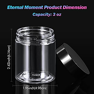 36 Pack 3 OZ Plastic Jars Round Clear Cosmetic Container Jars with Lids, Eternal Moment Plastic Slime Jars for Lotion, Cream, Ointments, Makeup, Eye shadow, Rhinestone, Samples, Pot, Travel Storage