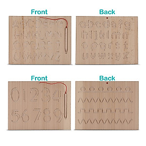 Motlan Montessori Wooden Alphabet & Numbers Tracing Board w/Dry Erase Book Bonus | Wood Letter Tracing- 2 Double-Sided Boards - for Toddlers and Preschool