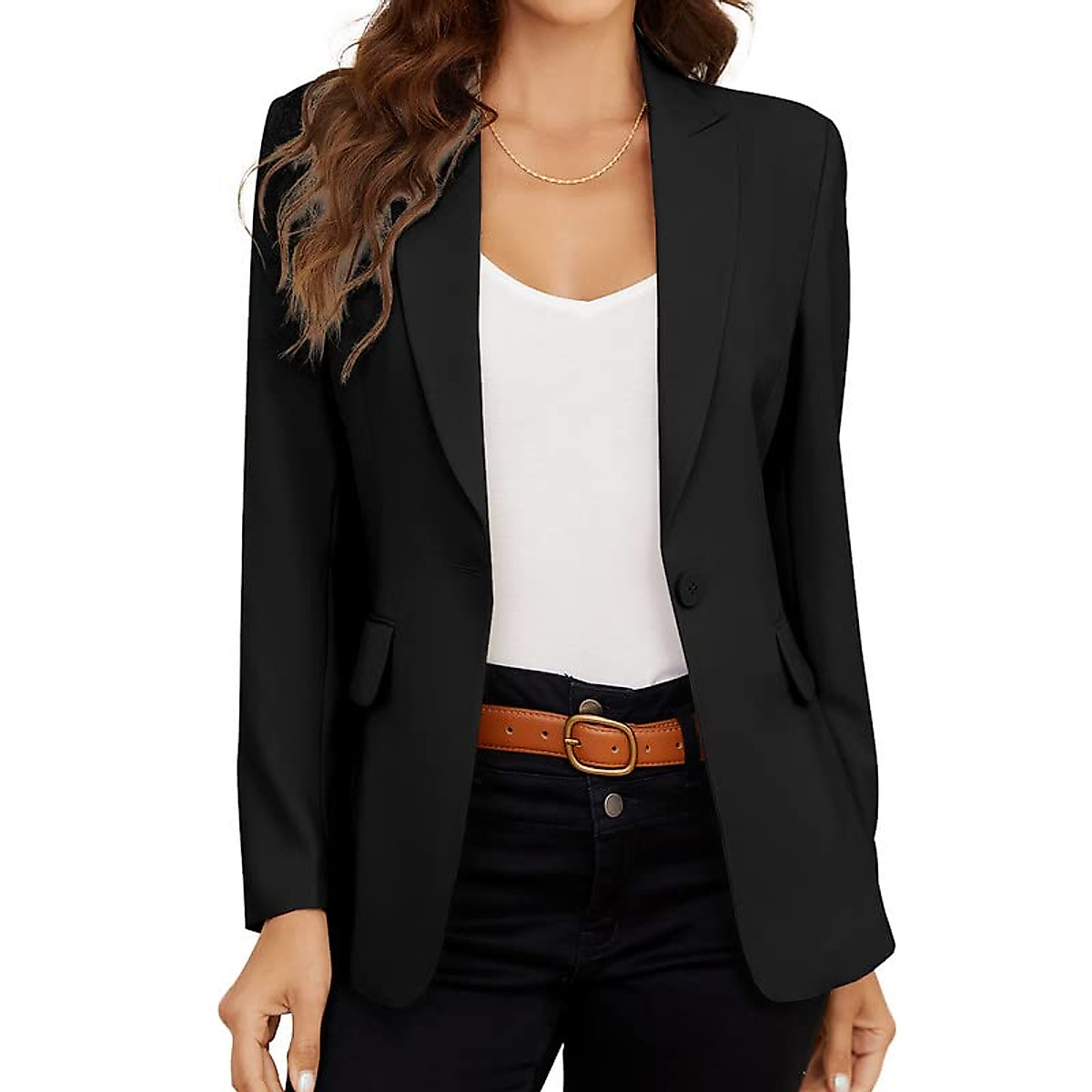 SIOKUY Women's Blazer, Stylish Blazer Jackets for Women, Perfect for Casual & Business Wear, Long Sleeve Blazers for Women (Black, M)