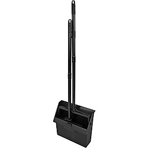 Carlisle FoodService Products Duo-Pan Upright Dust Pan and Broom Broom Set with Clip for Floor Cleaning, Restaurants, Office, And Janitorial Use, Plastic, 36 Inches, Black