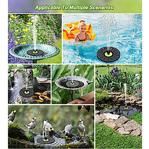 SZMP Solar Fountain 3.5W Bird Bath Fountains with Tender Green Flower 2024 Upgraded 100% Glass Panel, Solar Fountain Pump with 7 Nozzles, Solar Water Fountain for Hummingbirds, Garden, Pond (Black)