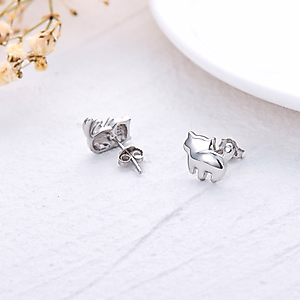 JUSTKIDSTOY Cat Earrings S925 Sterling Silver Cute Animal Kitten Stud Earrings cat Jewelry Gifts for Women Girls Hypoallergenic Earrings for Sensitive Ears