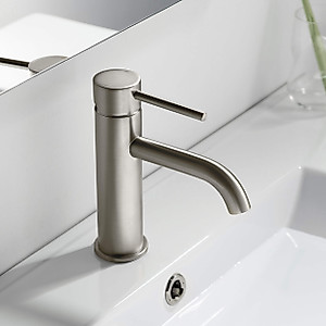 KIBI F201 Stainless Steel Single Handle Bathroom Sink Faucet with Pop-Up Drain, High Arc Spout | Corrosion-Resistant with Smooth Operation and Steady Water Flow | Brushed Nickel Finish